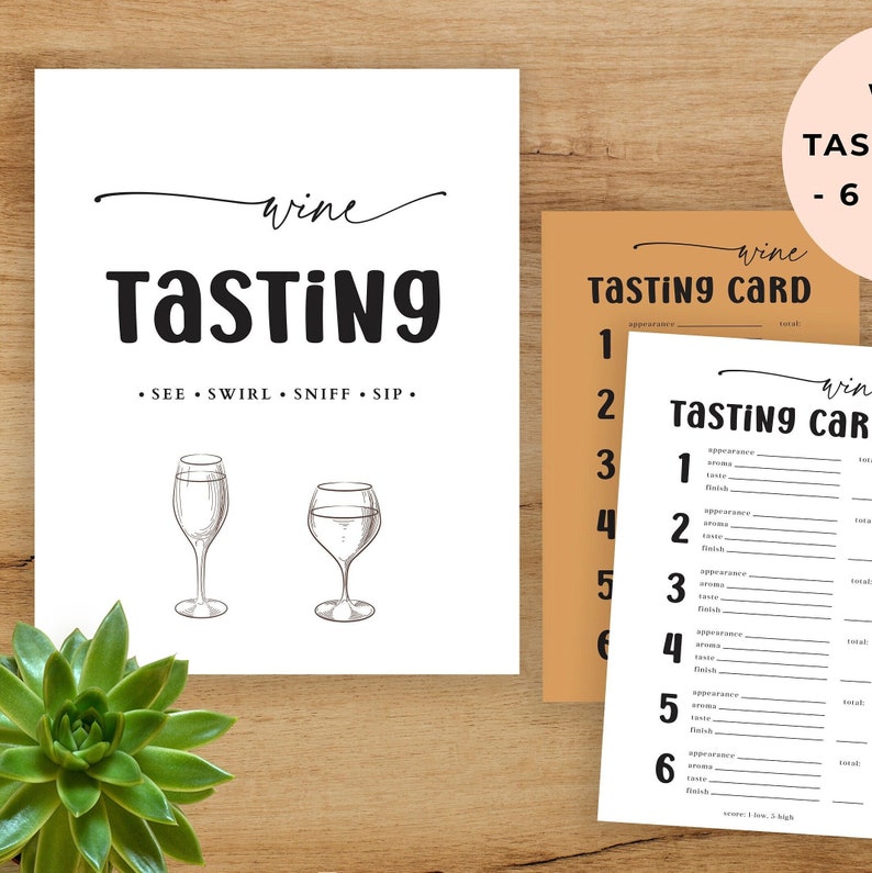Wine Tasting Party Kit - 6 Wines, Wine Tasting Score Cards, Sign ...