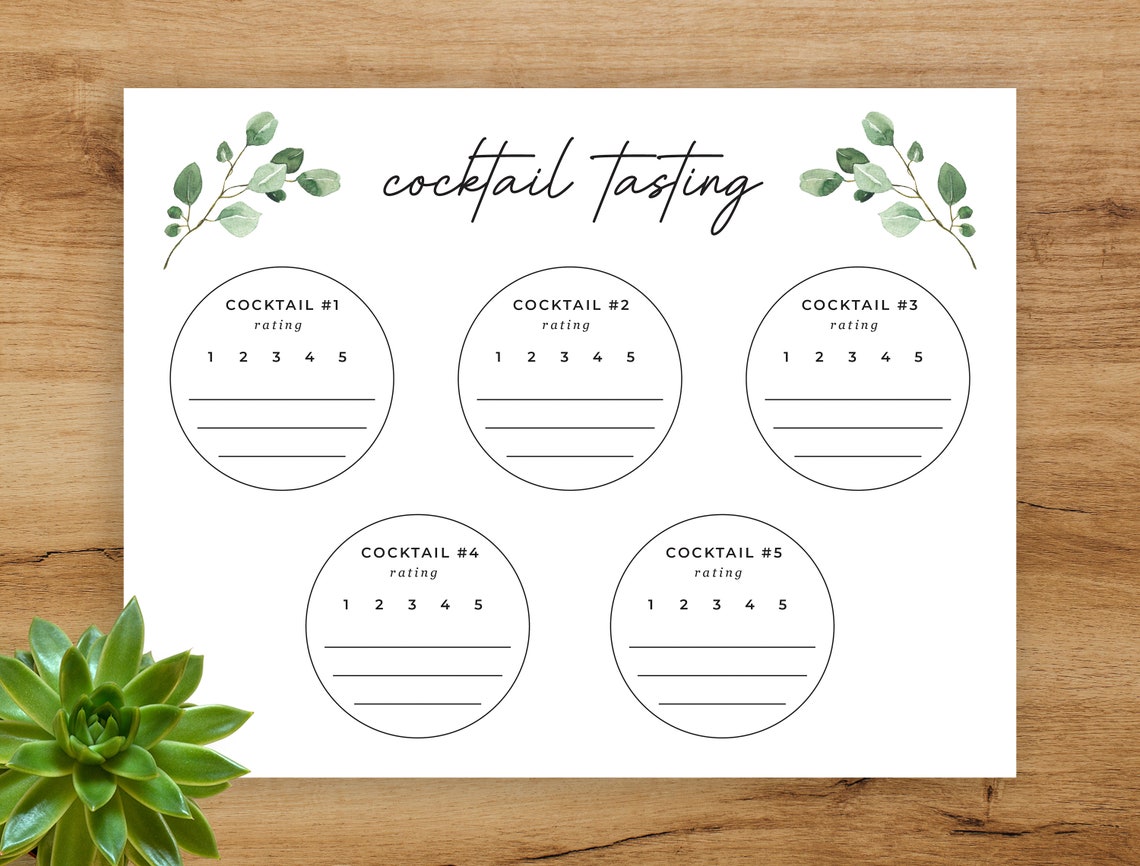 Printable Cocktail Tasting Scorecards up to 10 Cocktails - Etsy