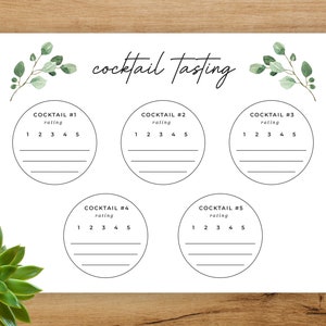 Printable Cocktail Tasting Scorecards - up to 10 Cocktails, Cocktail ...