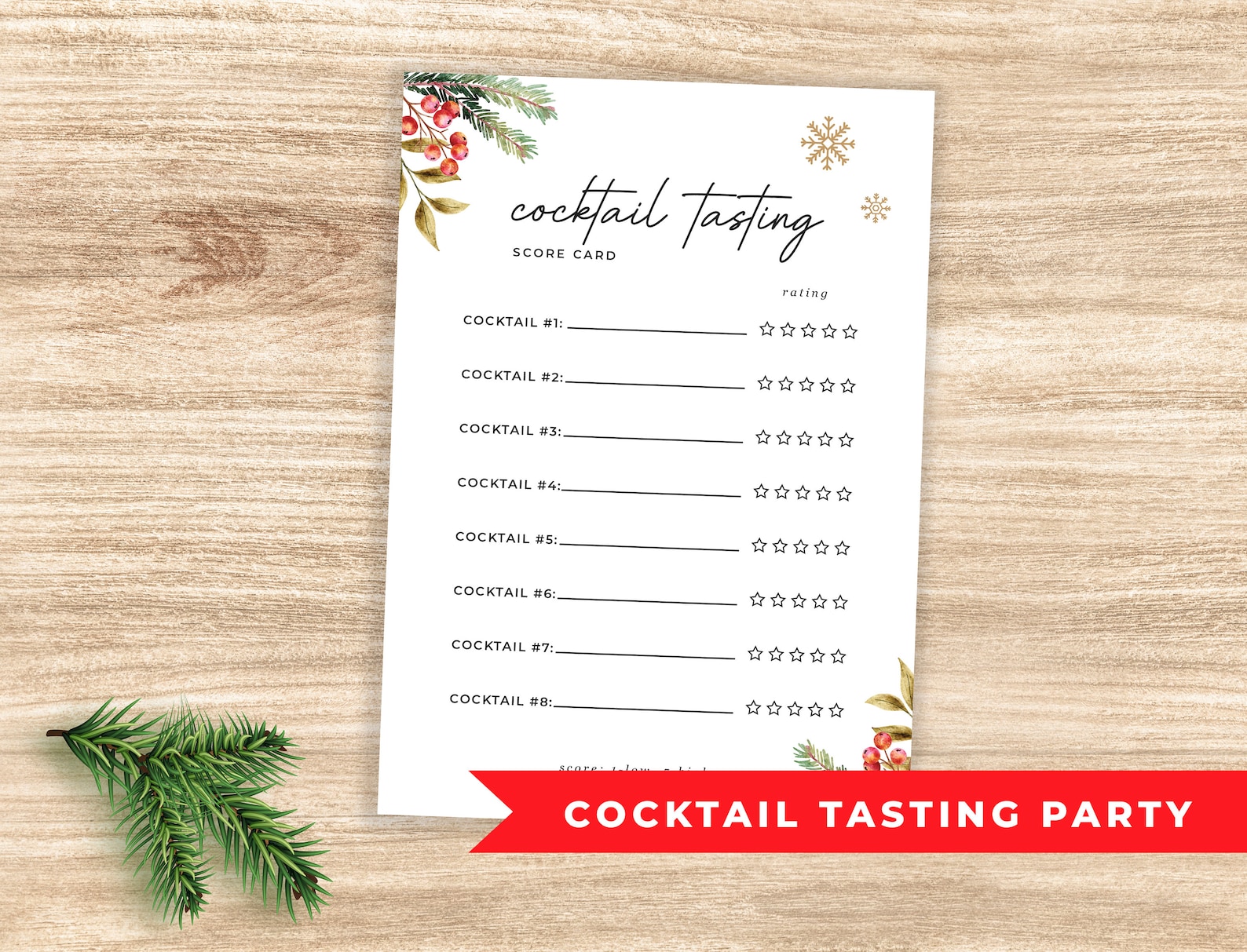 Christmas Cocktail Party Printable Cocktail Tasting Scorecard and ...