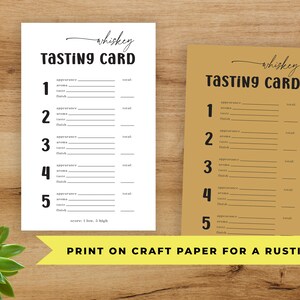 Whiskey Tasting Set Printable, Rustic Whiskey Tasting Kit, Whiskey ...
