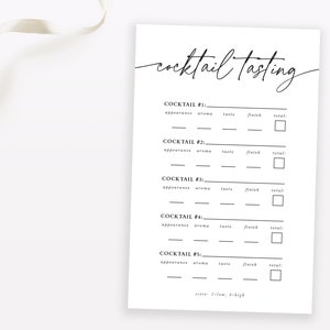 Cocktail Tasting Party Kit Printable, Cocktail Tasting Sheet and ...