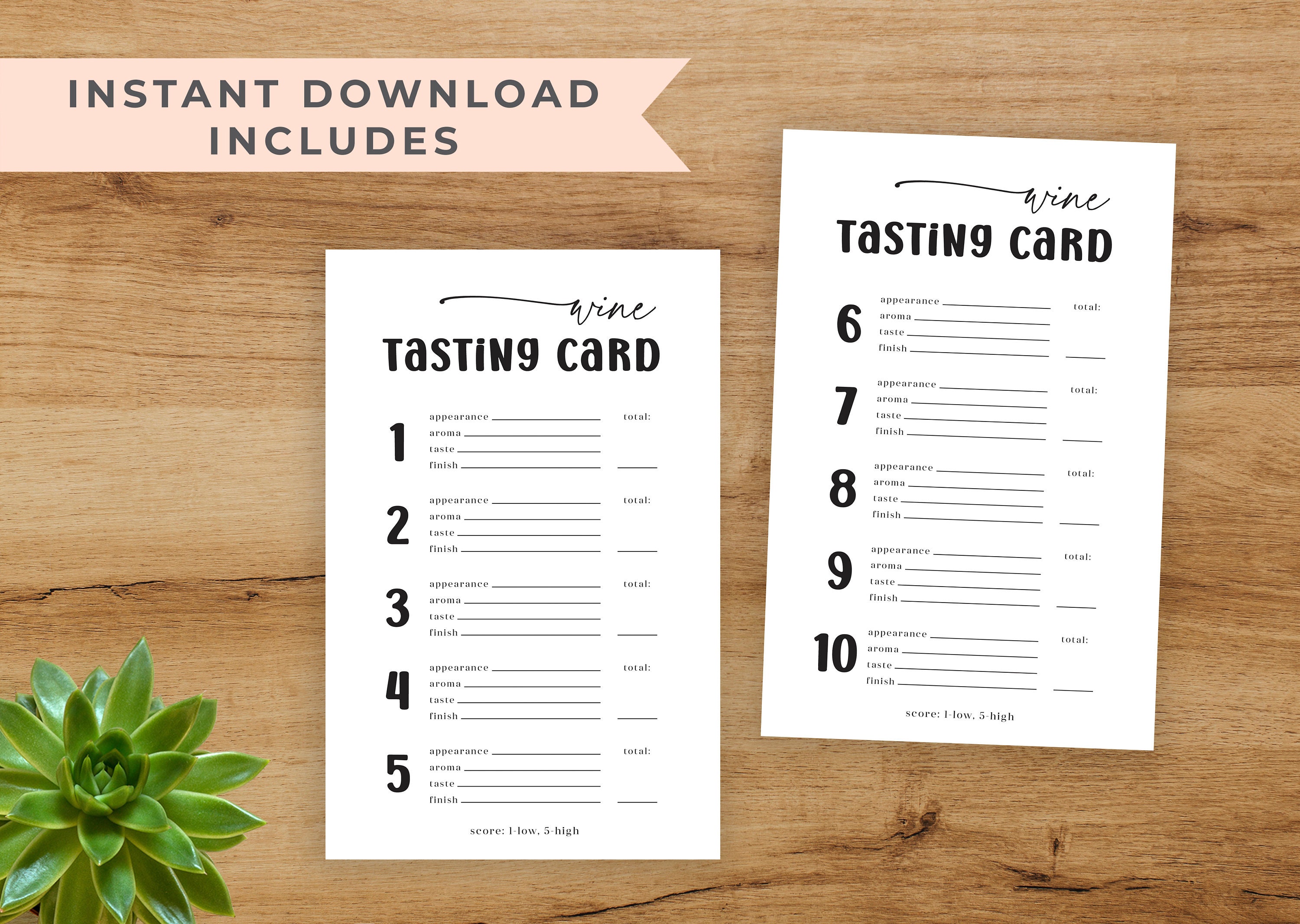 Wine Tasting Party Kit, Rustic Wine Tasting Cards and Sign, Wine ...