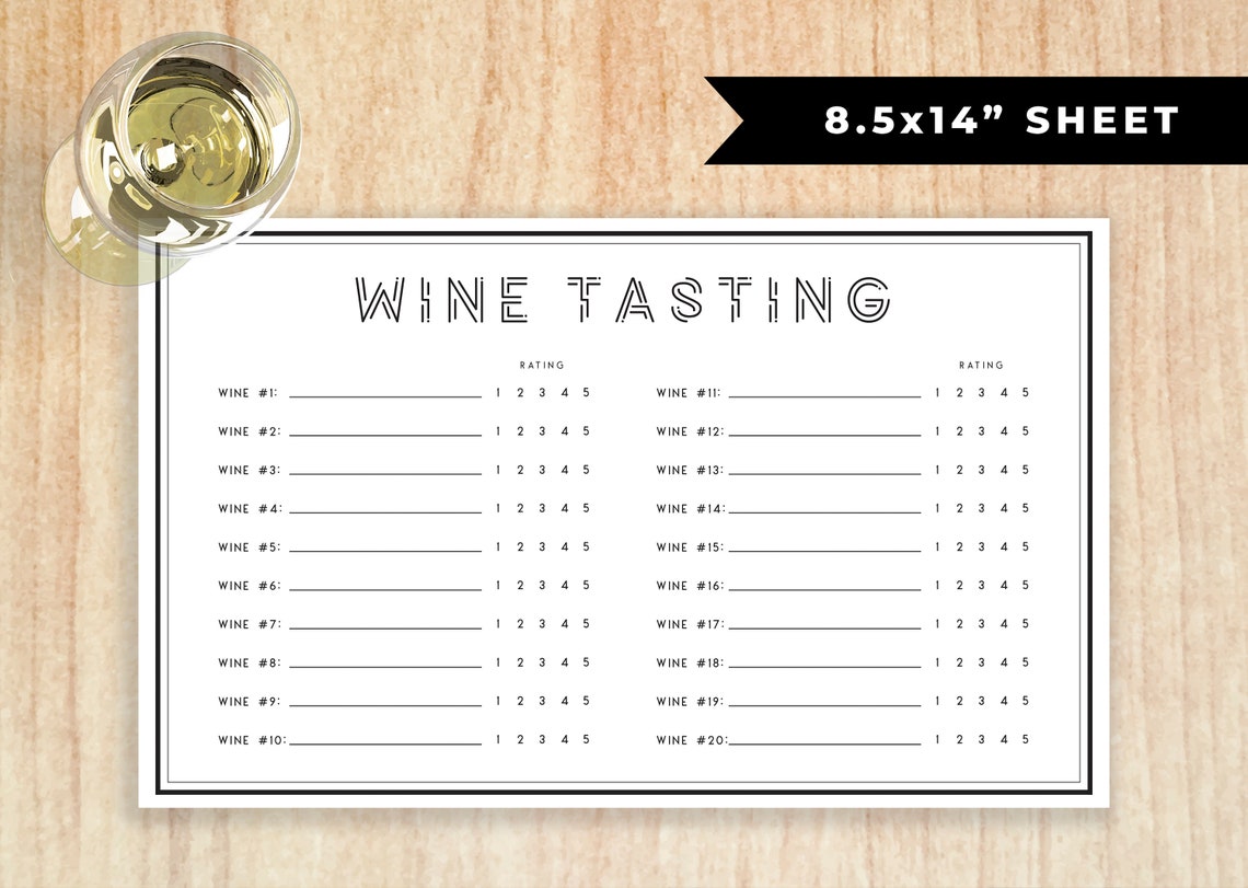 Wine Tasting Sheet Printable Wine Tasting Party Winery Blind | Etsy