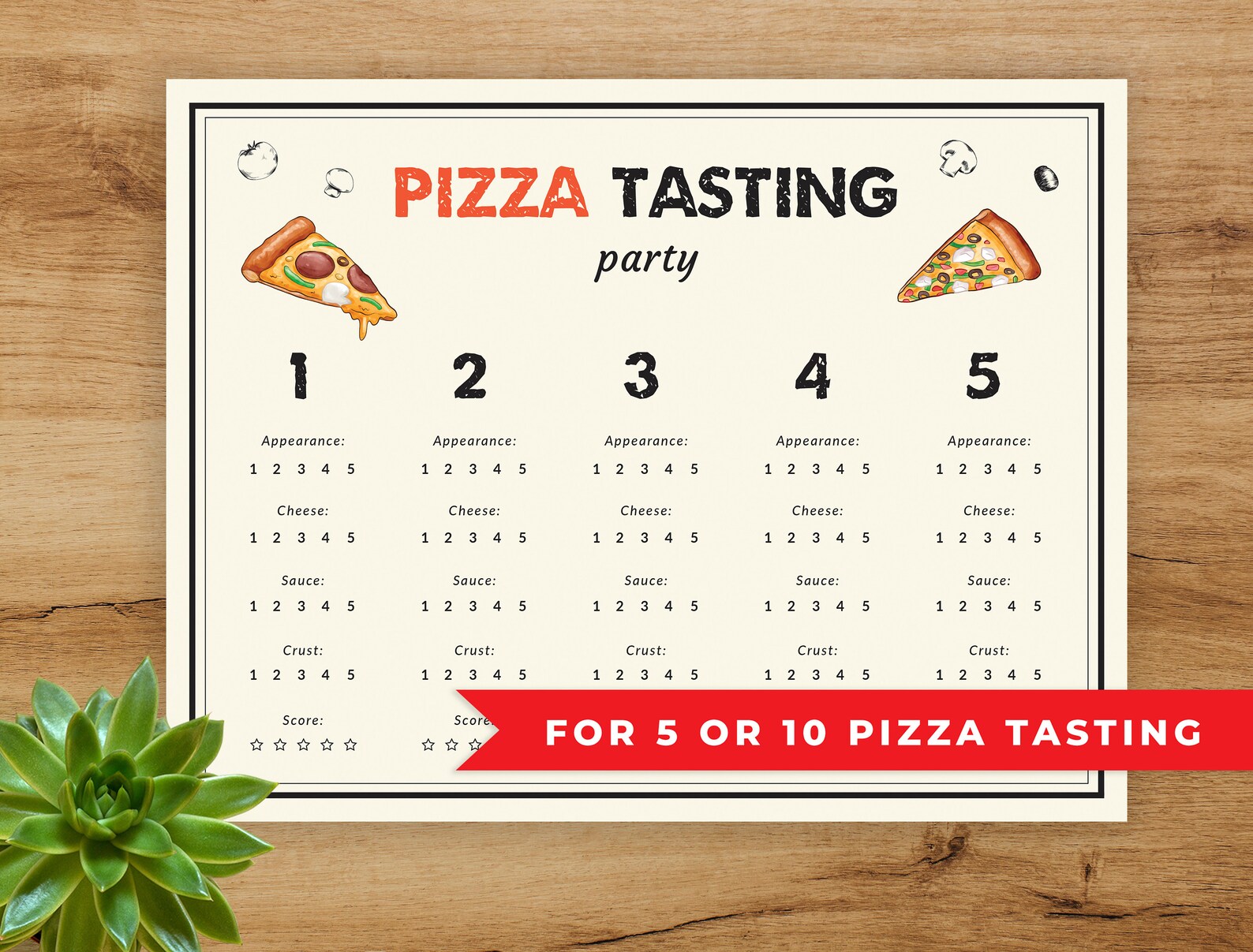 Pizza Tasting Score Card Printable Pizza Tasting Score Sheets Family ...