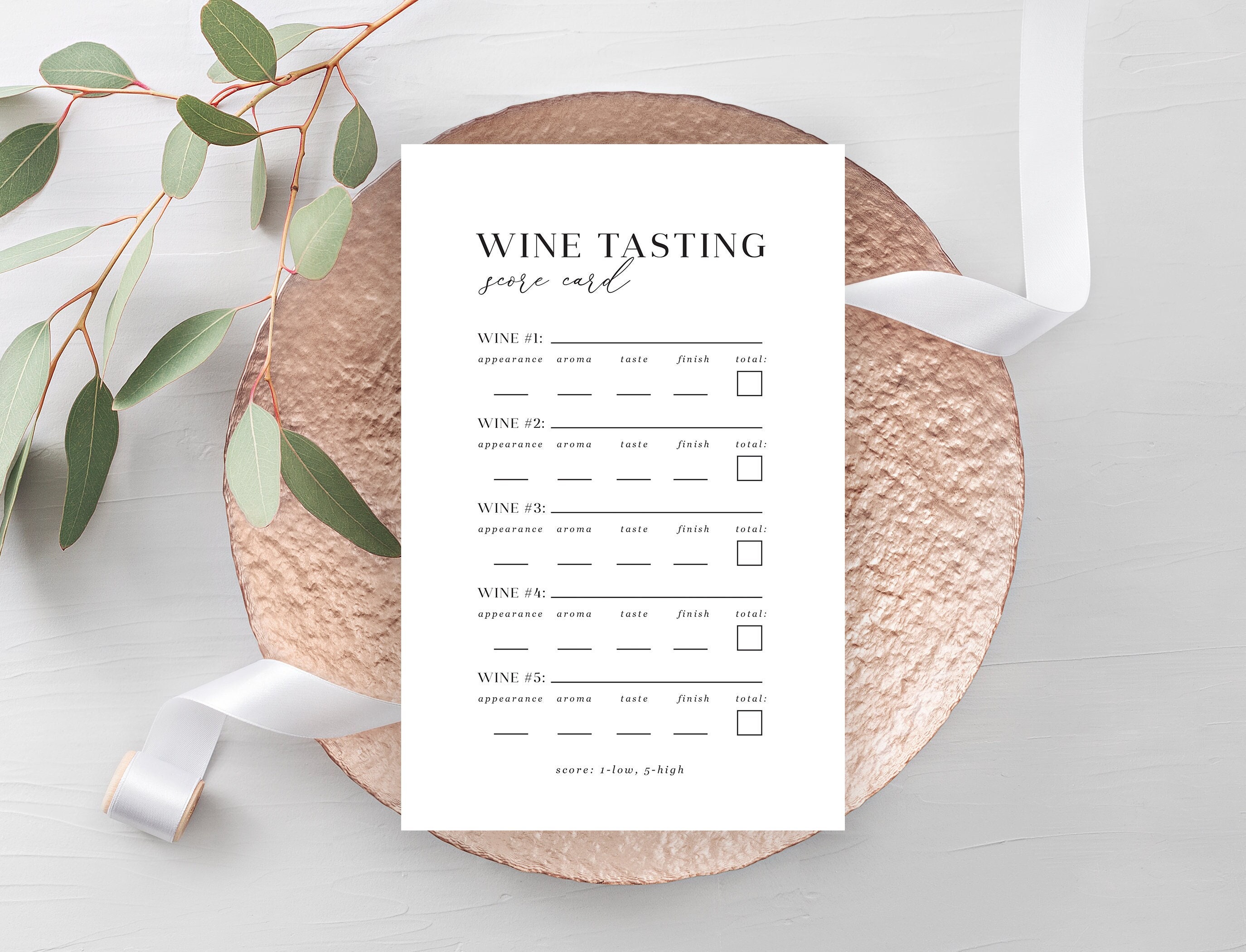Wine Tasting Score Card Printable, Blind Wine Tasting Party, Wine ...