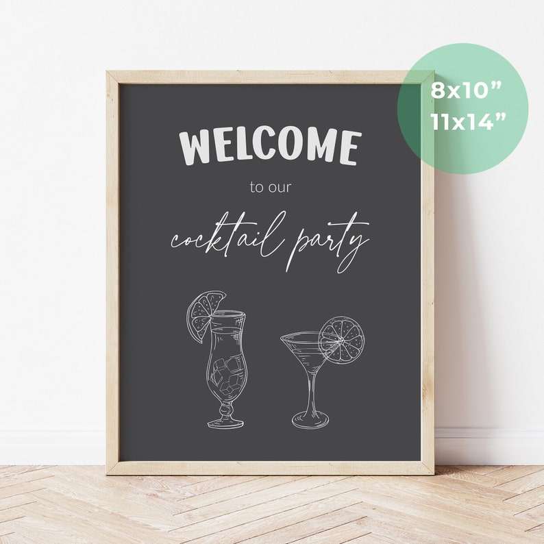 Cocktail Party Welcome Sign Printable Cocktail Sign Bridal - Etsy