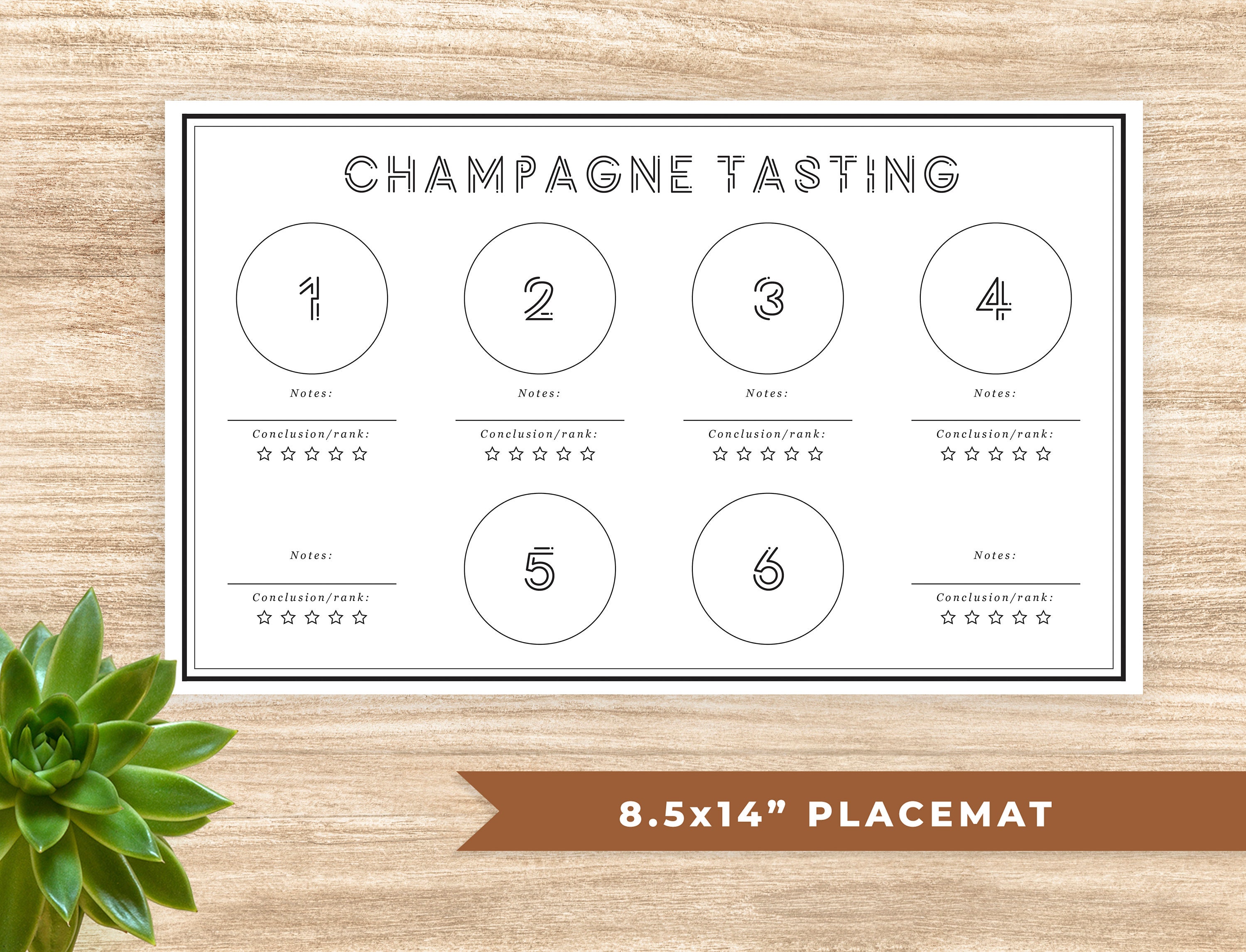 Champagne Tasting Placemat - up to 6 Champagne, Champagne Tasting Party ...