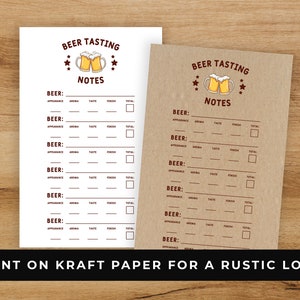 Beer Tasting Notes, Beer Tasting Party Score Card Printable, Rustic ...