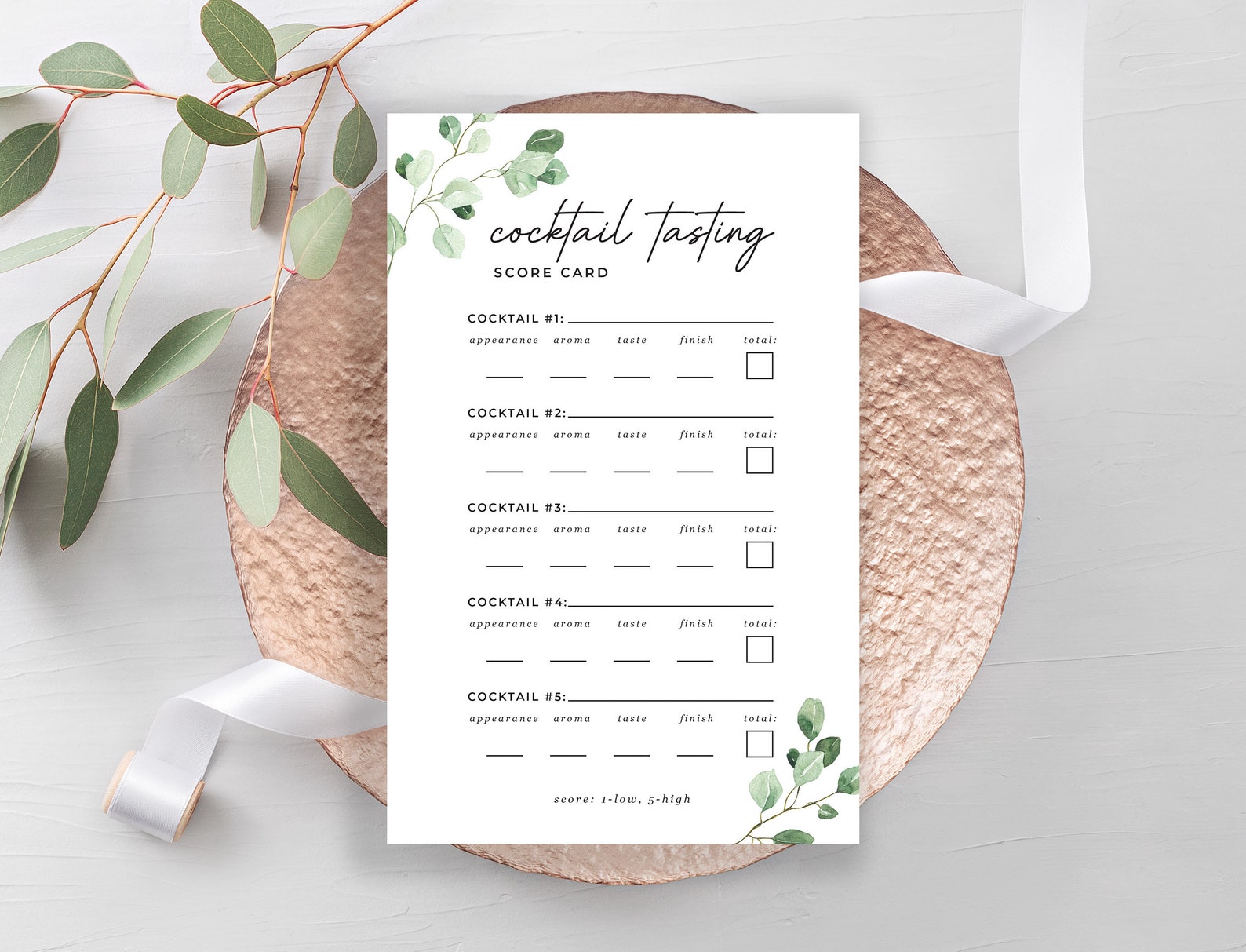 Cocktail Tasting Scorecard Printable, Cocktail Tasting Sheet, Bridal ...