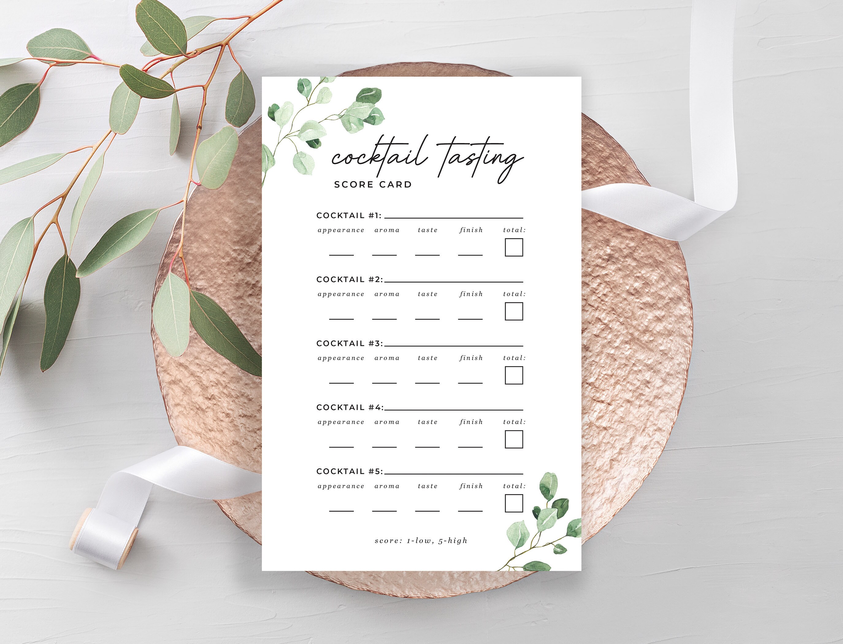 Cocktail Tasting Scorecard Printable, Cocktail Tasting Sheet, Bridal ...