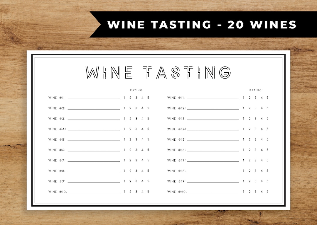 Wine Tasting Sheet Printable, Wine Tasting Party Winery, Blind Wine ...