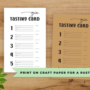 Gin Tasting Party Kit, Rustic Gin Tasting Cards and Sign, Gin Tasting ...