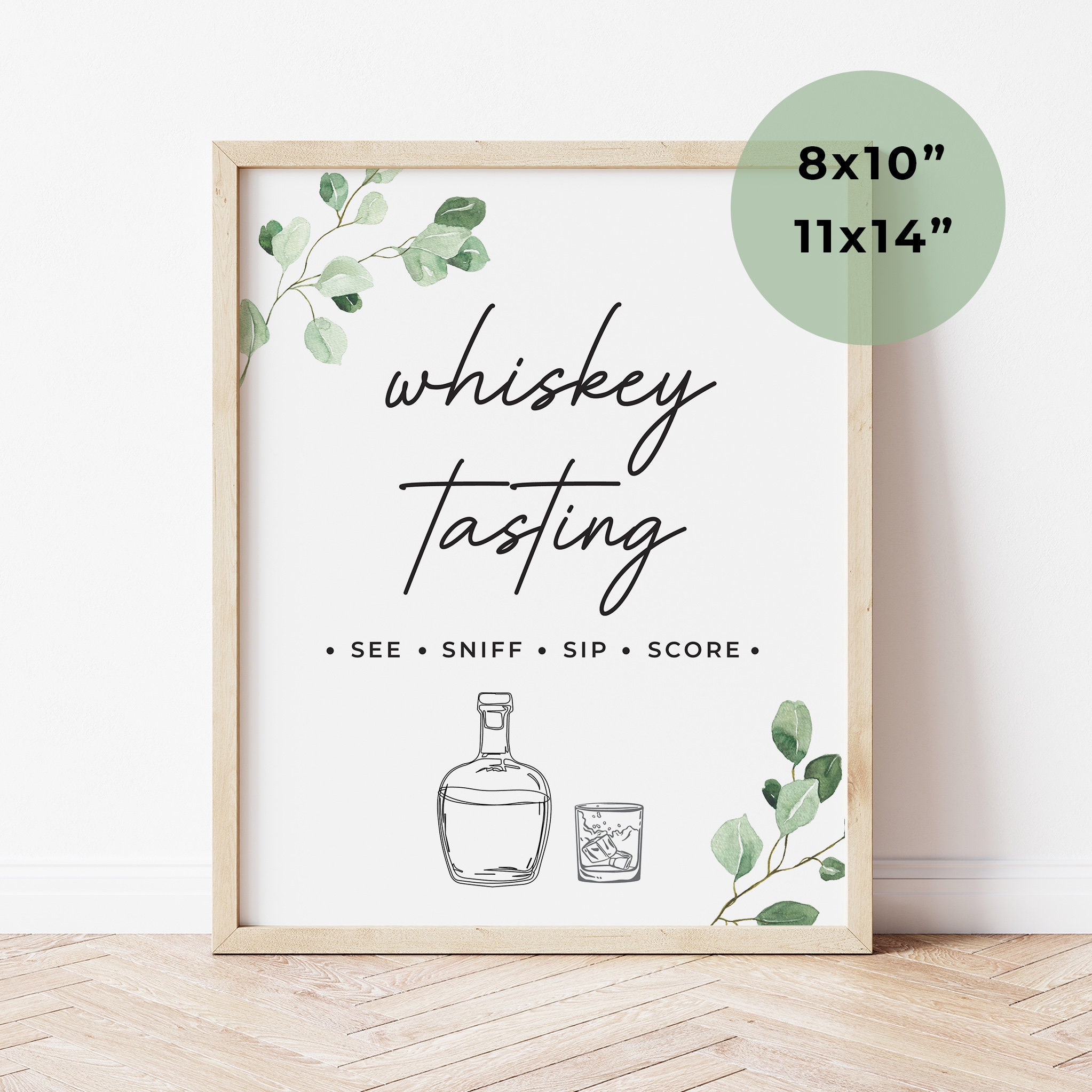 Whiskey Tasting Party Sign, Welcome to Whiskey Tasting, Greenery ...
