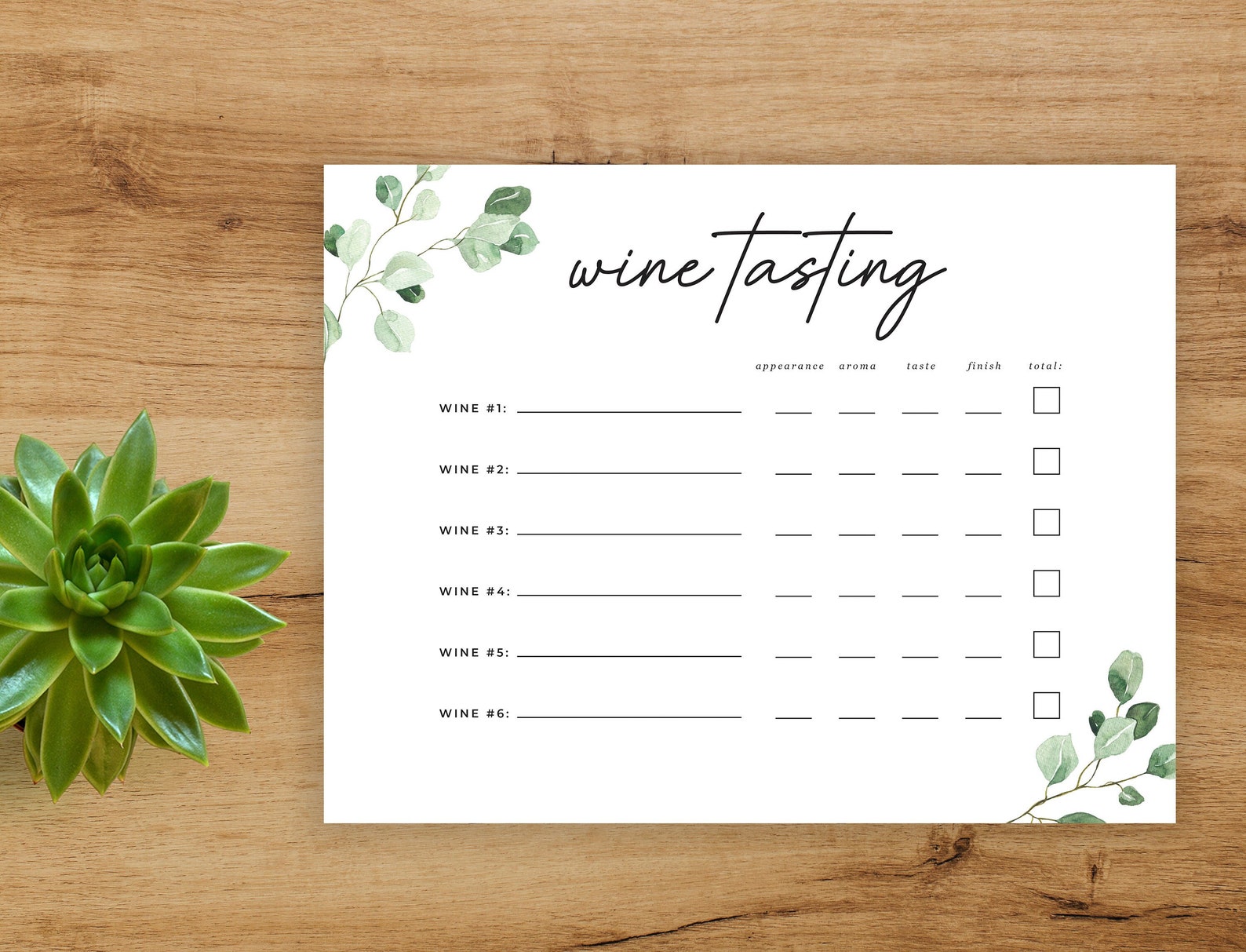 Printable Wine Tasting Score Card, Blind Wine Tasting Game, Wine ...