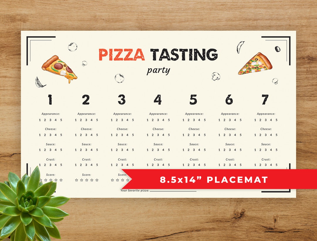 Pizza Tasting Placemat Printable - up to 7 Pizza Tasting, Family Pizza ...