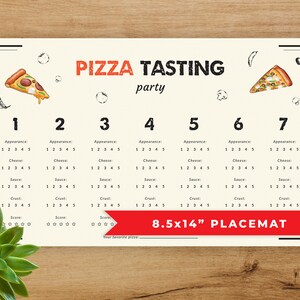 Pizza Tasting Placemat Printable - up to 7 Pizza Tasting, Family Pizza ...