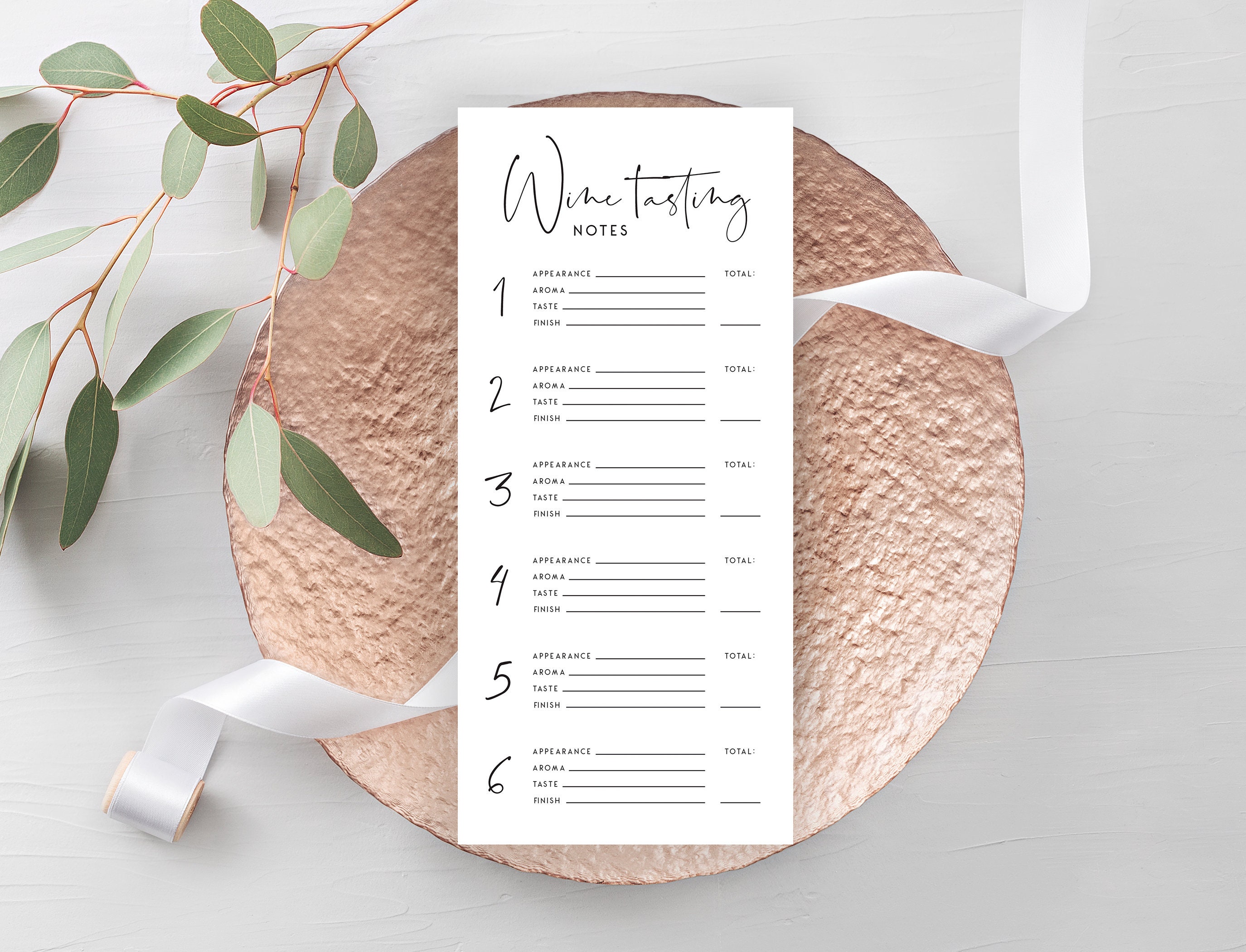 Wine Tasting Cards, Printable Wine Tasting Party Card for 6 Wines ...