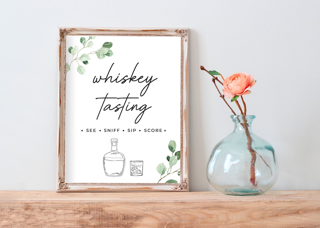 Whiskey Tasting Party Sign, Welcome to Whiskey Tasting, Greenery ...