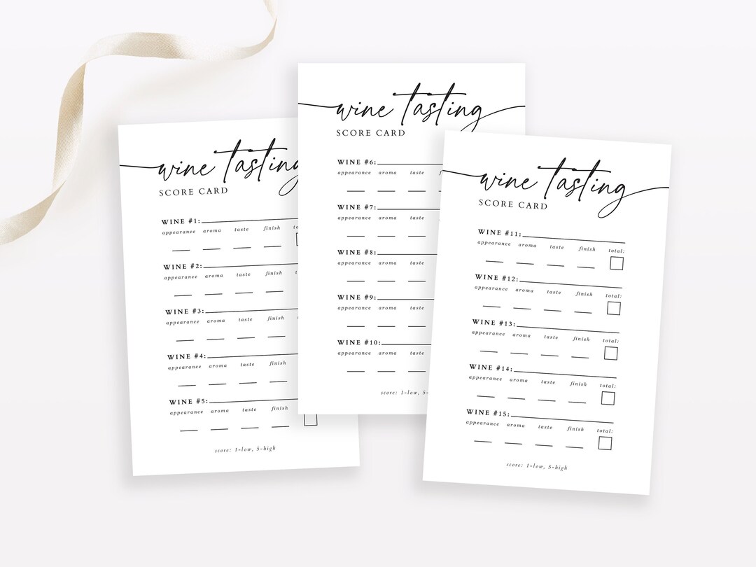 Wine Tasting Score Cards for 15 Wines, Winery Wine Tasting Sheets ...