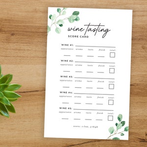Wine Tasting Score Card Printable, Blind Wine Tasting Party Sheet - for ...