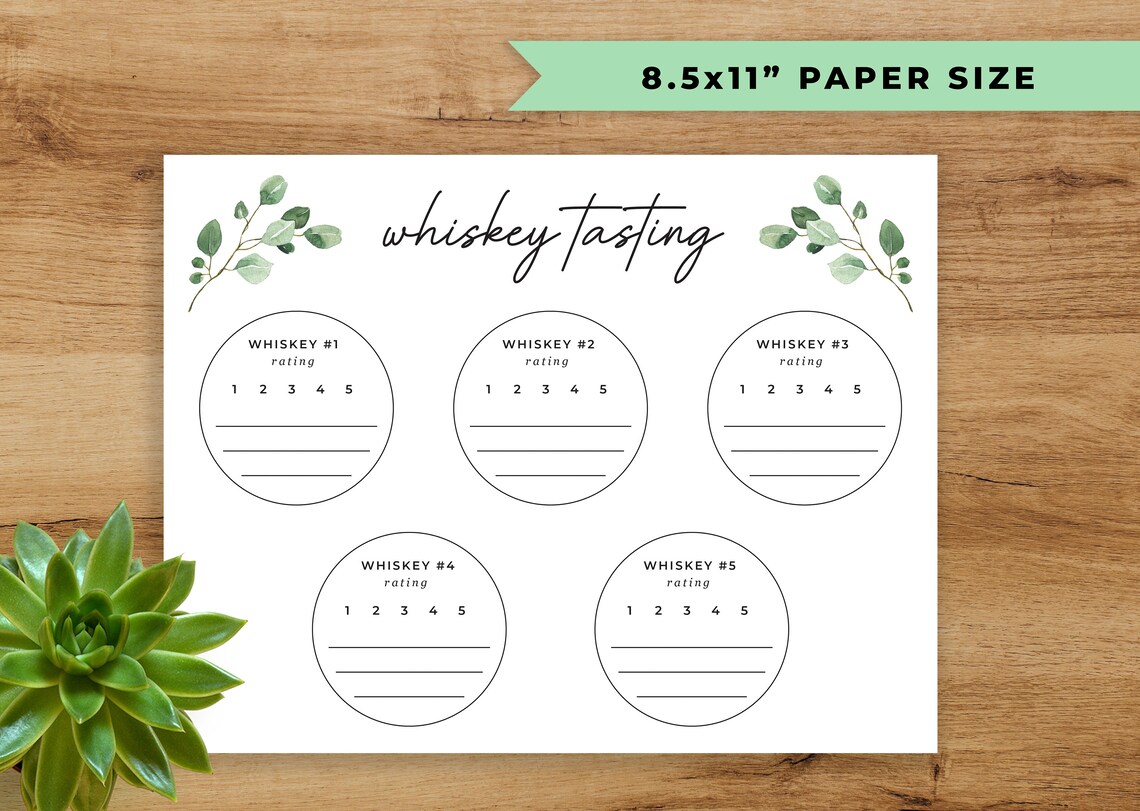 Whiskey Tasting Notes, Printable Whiskey Tasting Placemat, Rate Your ...