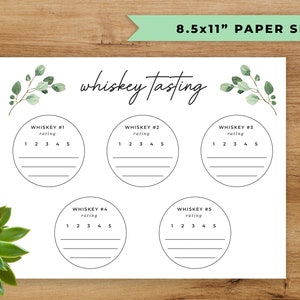 Whiskey Tasting Notes, Printable Whiskey Tasting Placemat, Rate Your ...