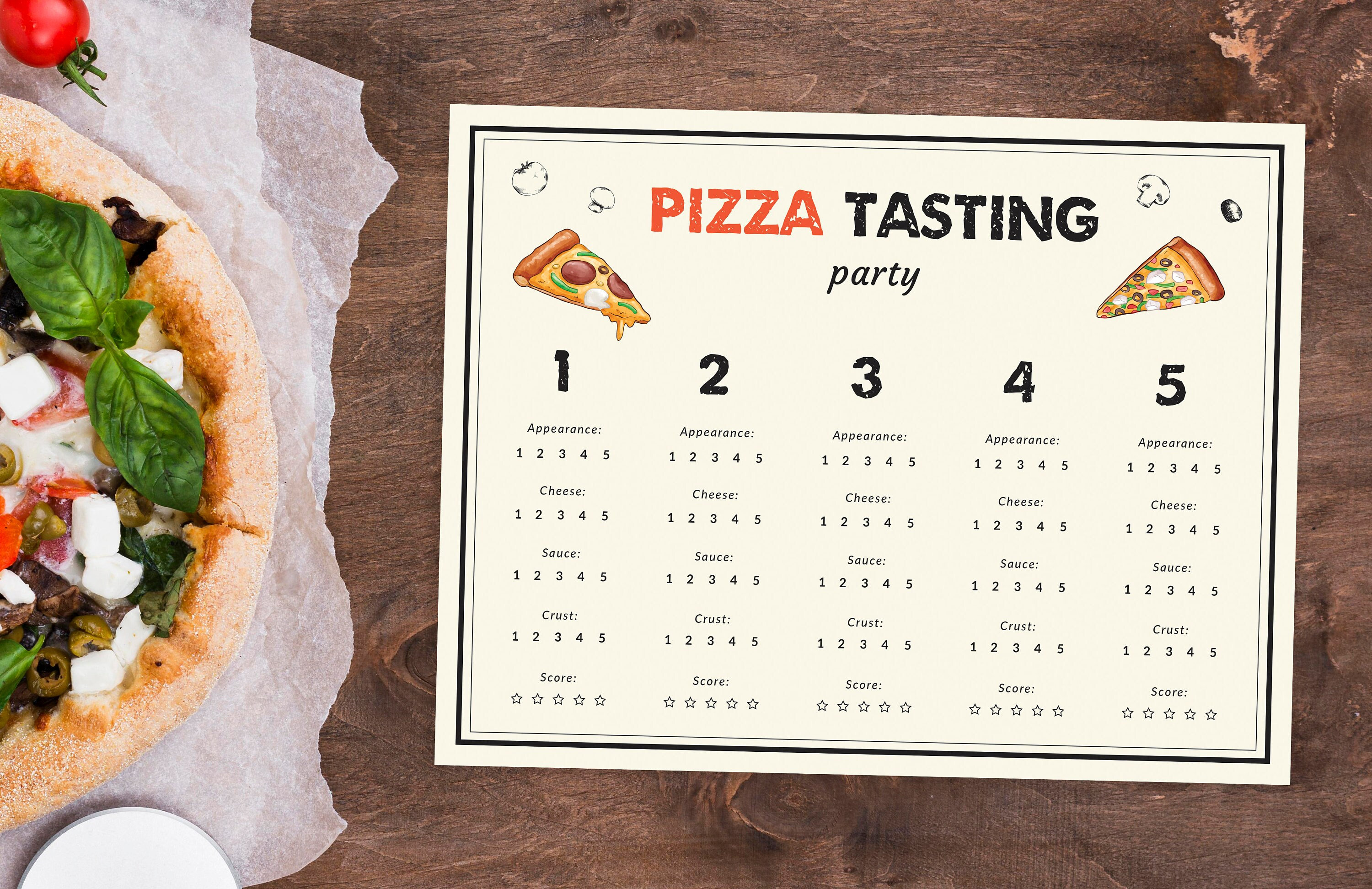 Pizza Tasting Score Card Printable Pizza Tasting Score Sheets Family ...