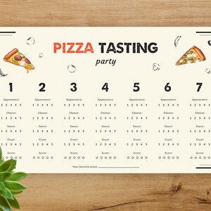 Pizza Tasting Placemat Printable - up to 7 Pizza Tasting, Family Pizza ...