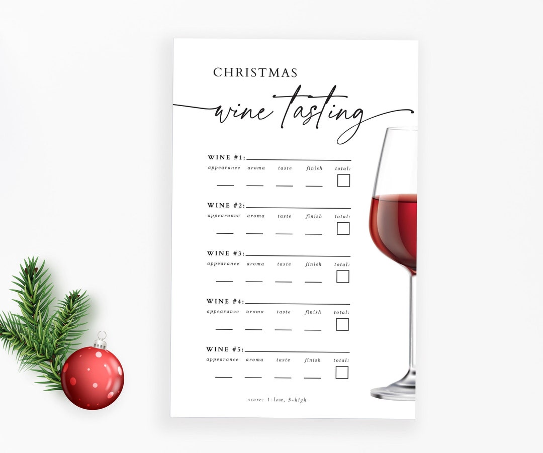 Christmas Wine Tasting Score Card: Minimalist Red Wine Notes - Etsy