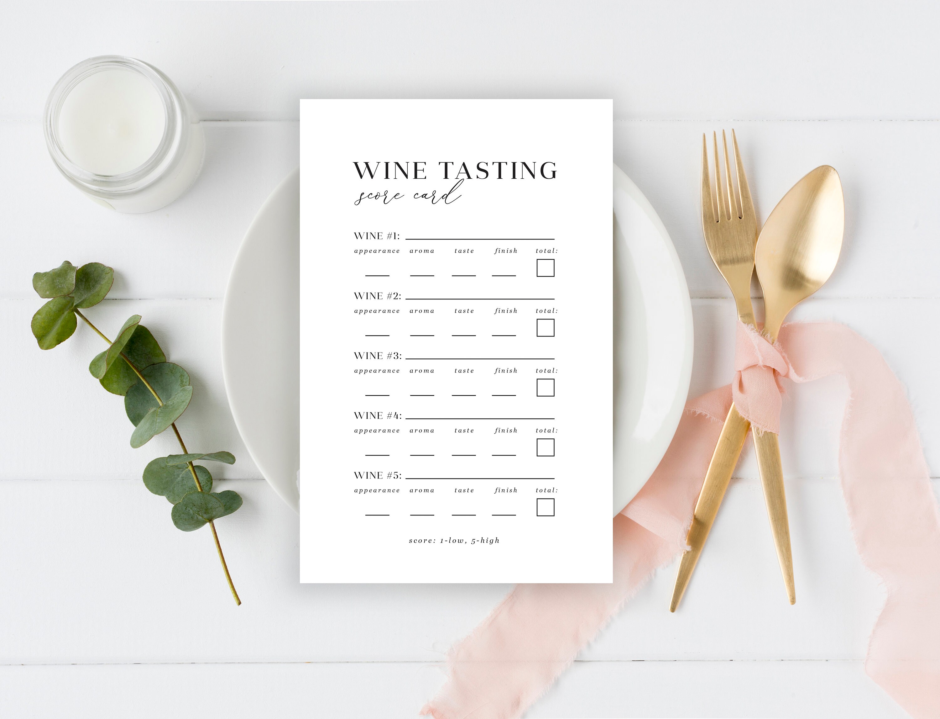 Wine Tasting Score Card Printable Blind Wine Tasting Party - Etsy