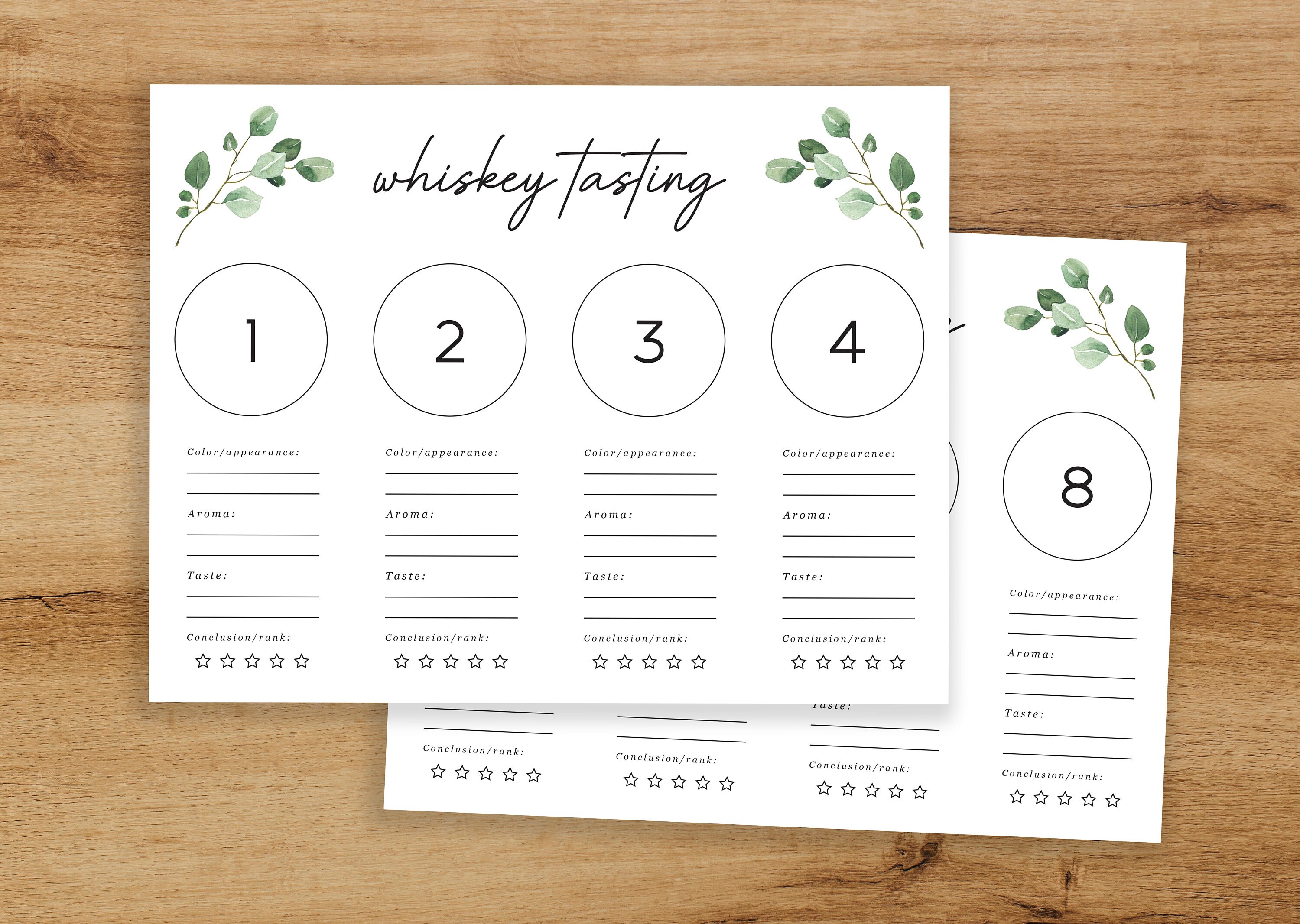 Whiskey Tasting Flight Score Mat, 8 Whiskey Glasses Sheet, Printable ...