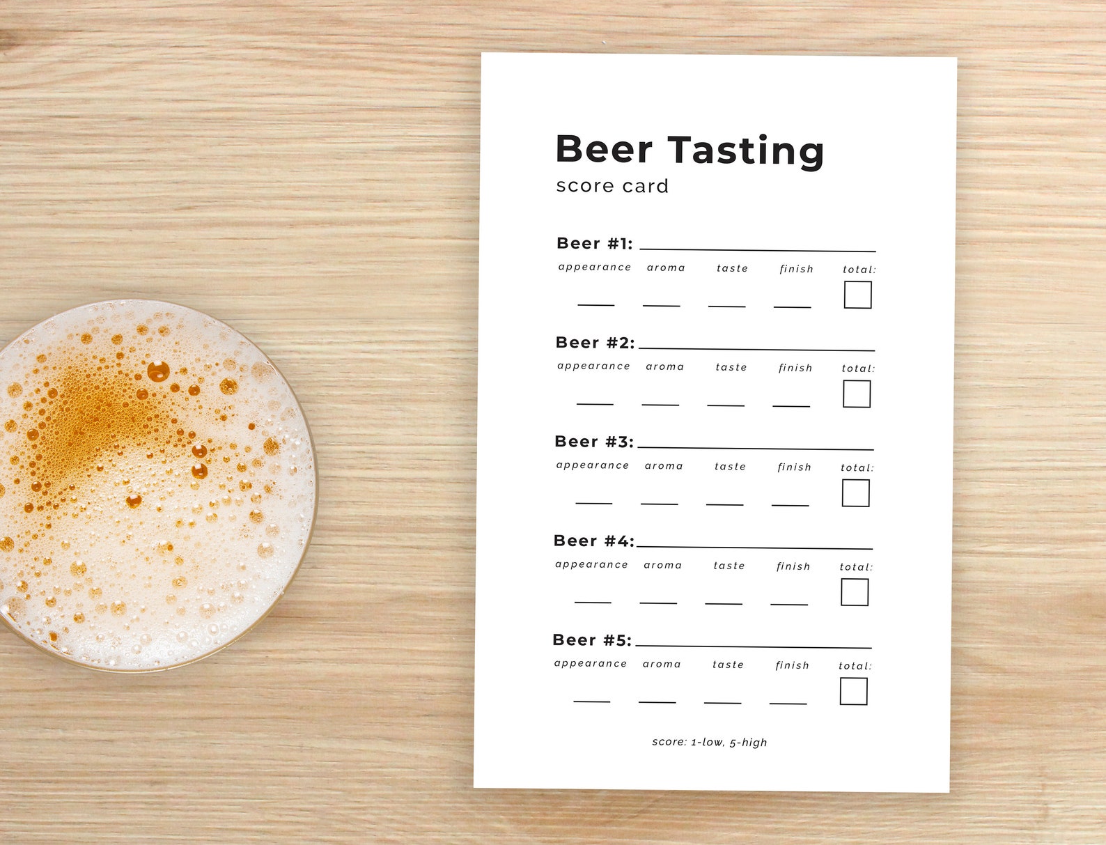Beer Tasting Sheet, Beer Tasting Party Printable Card, Beer Tasting ...