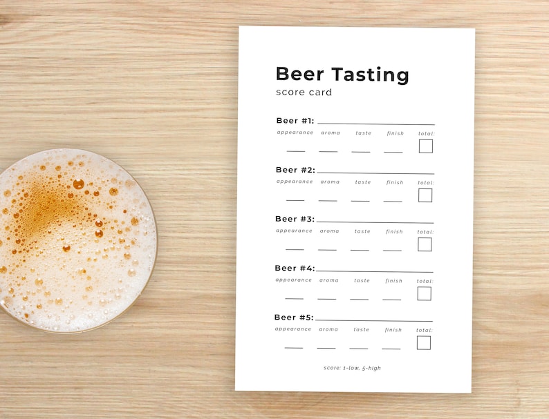 Beer Tasting Sheet, Beer Tasting Party Printable Card, Beer Tasting ...