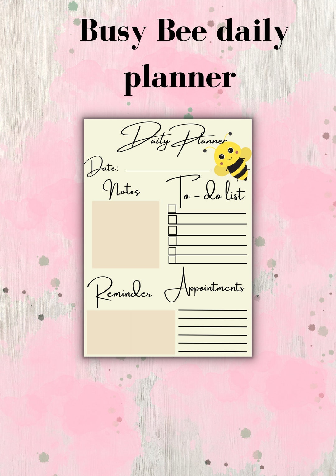 Busy Bee Planner, Printable Planner, Downloadable Planner, Daily ...