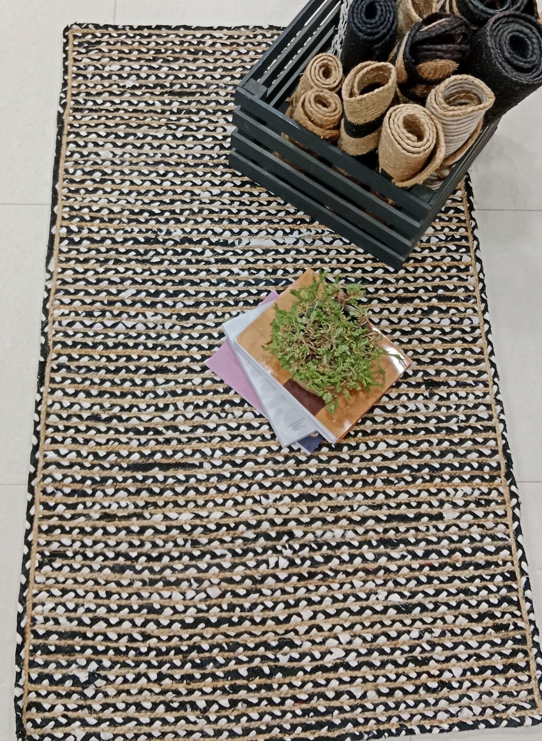 Hand Braided Bohemian Colorful Cotton Chindi Area Rug Multi Color Home ...