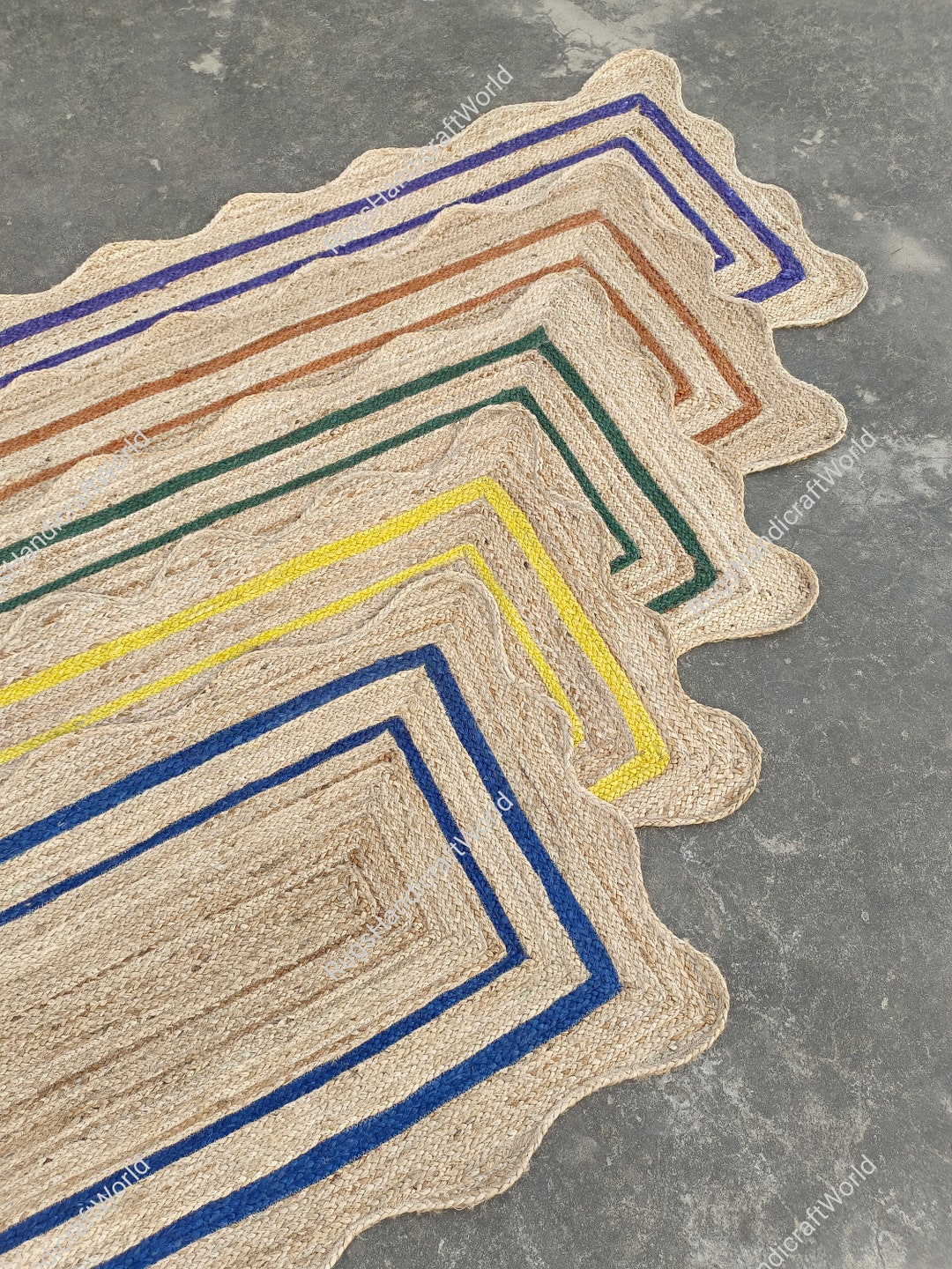 Scallop Handwoven Rug | Flatweave Rug | Bohemian Rug | Modern Dhurrie ...