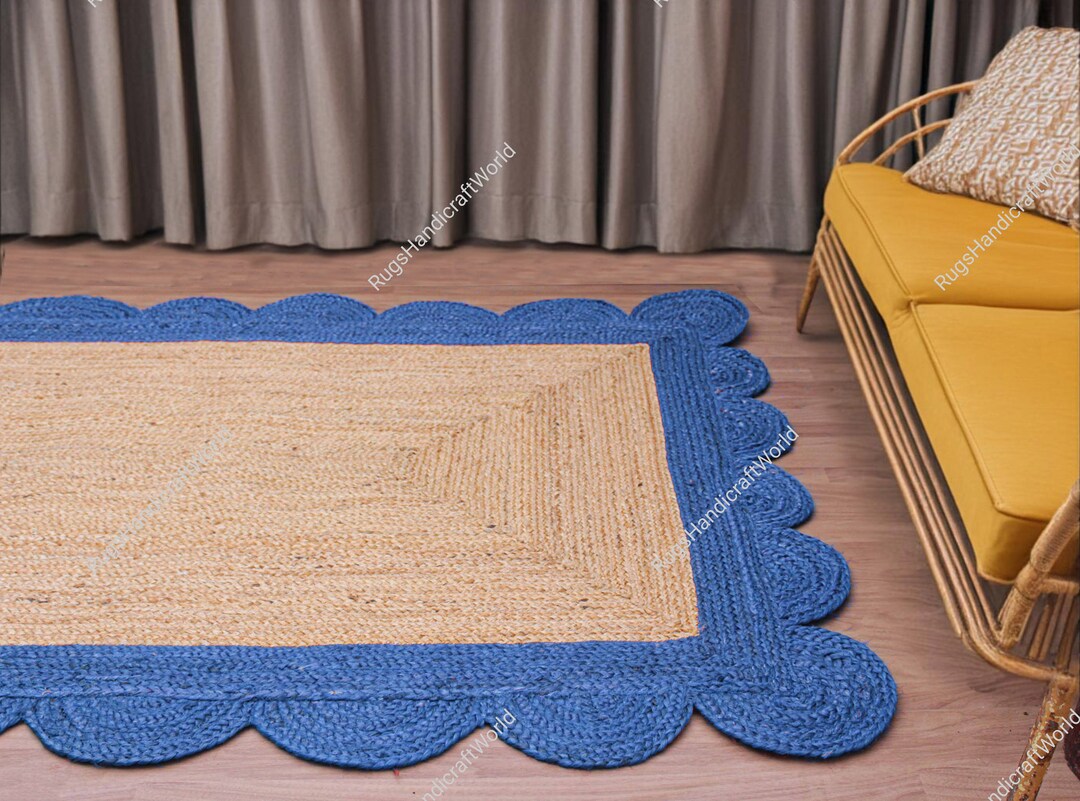 Flair Braided Jute Square Rug | Custom Size Rug | Scalloped Hand ...