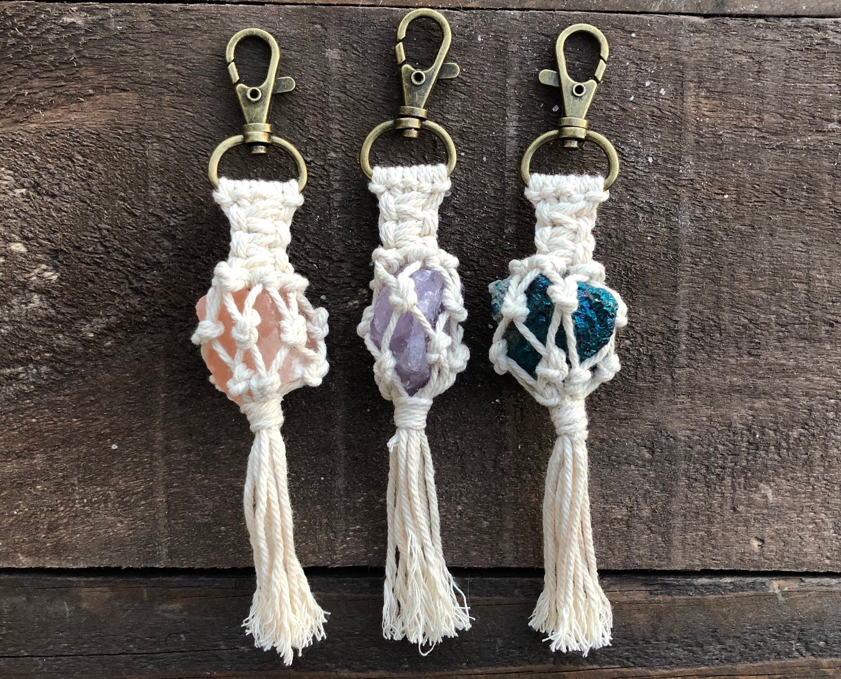 Crystal Car Charm and Keychain Set Cute Car Accessories Boho - Etsy