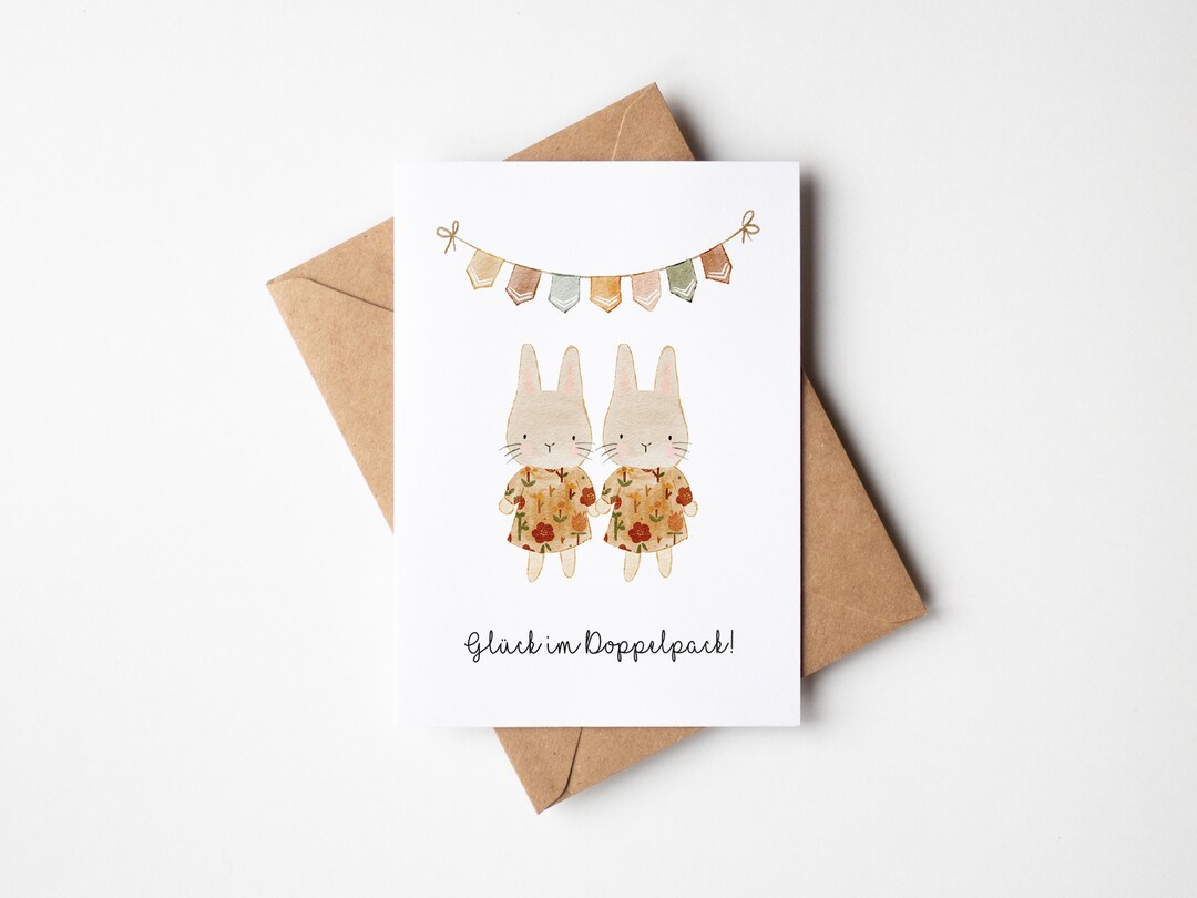 Geburt Zwillinge Karte // Geburtskarten Zwillinge // Babykarten Geburt // DIN A6 - Etsy.de