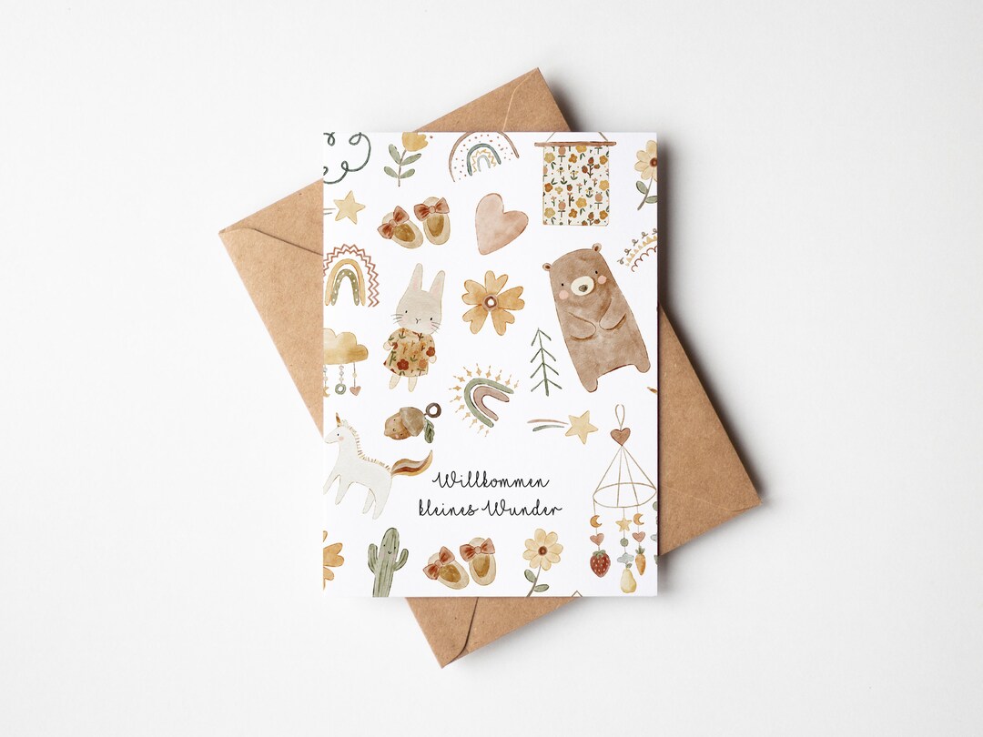 Baby Card Birth // Birth Card Baby // Birth Postcard // Greeting Card Birth // DIN A6 // Welcome ...