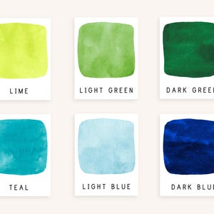 20 Color Cards Watercolor Early Learning Flashcards Montessori Cards ...