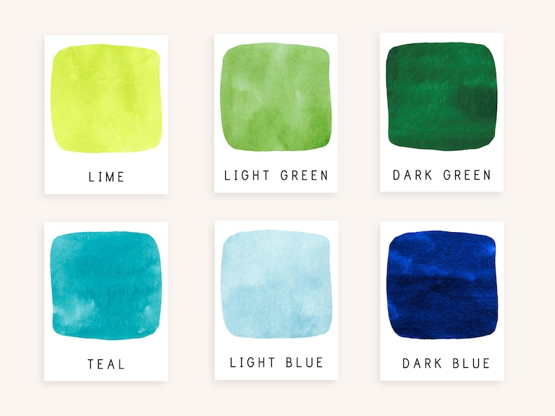 20 Color Cards Watercolor Early Learning Flashcards Montessori Cards ...