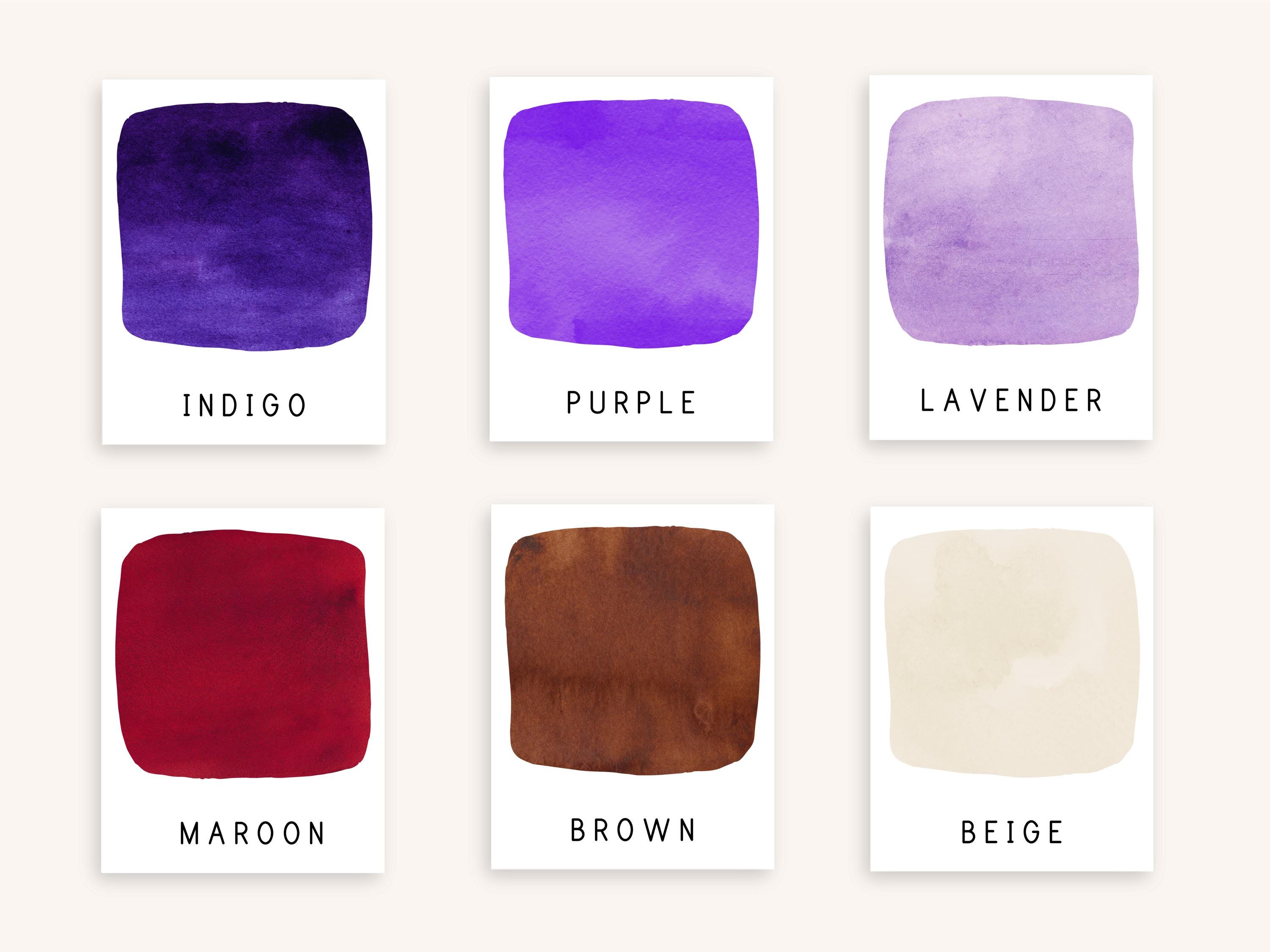 20 Color Cards Watercolor Early Learning Flashcards Montessori Cards ...