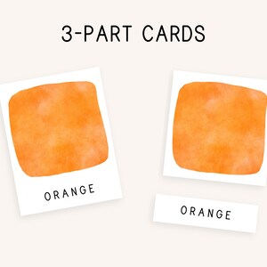 20 Color Cards Watercolor Early Learning Flashcards Montessori Cards ...