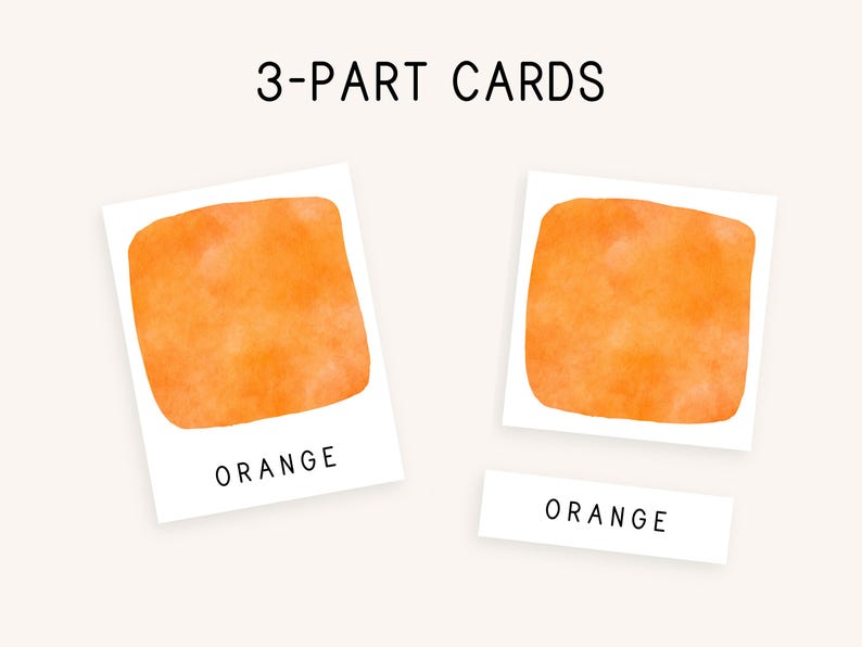 20 Color Cards Watercolor Early Learning Flashcards Montessori Cards ...