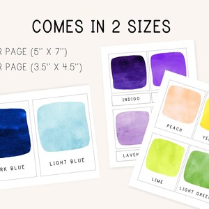 20 Color Cards Watercolor Early Learning Flashcards Montessori Cards ...