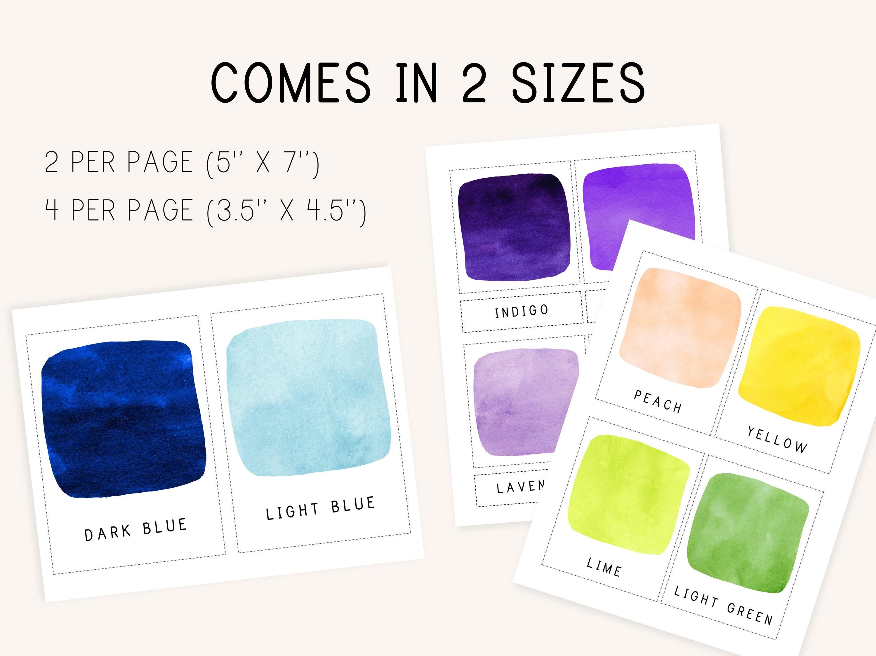 20 Color Cards Watercolor Early Learning Flashcards Montessori Cards ...