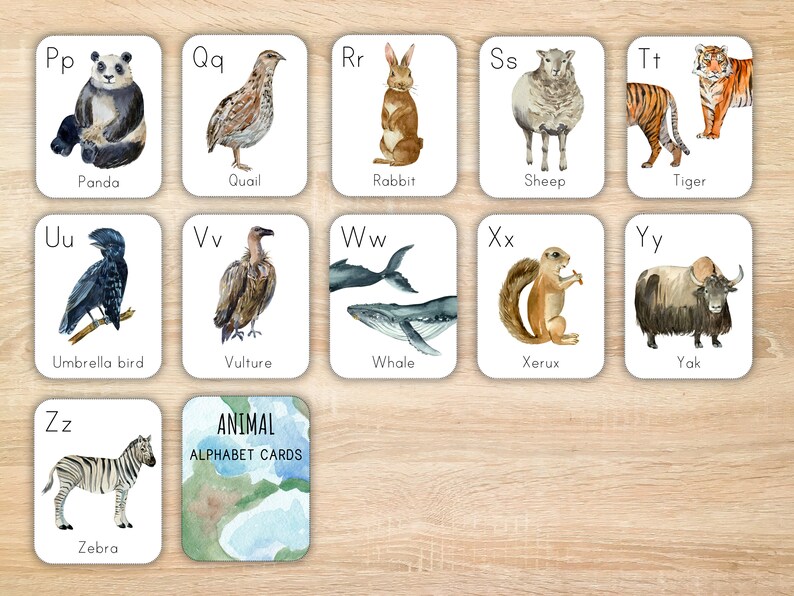 Animal Alphabet Flashcards Montessori Alphabet Resource Animal ABC ...