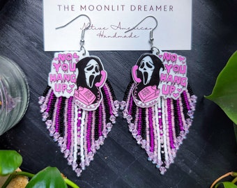Ghostface Halloween Beaded Fringe Earrings - Etsy Canada